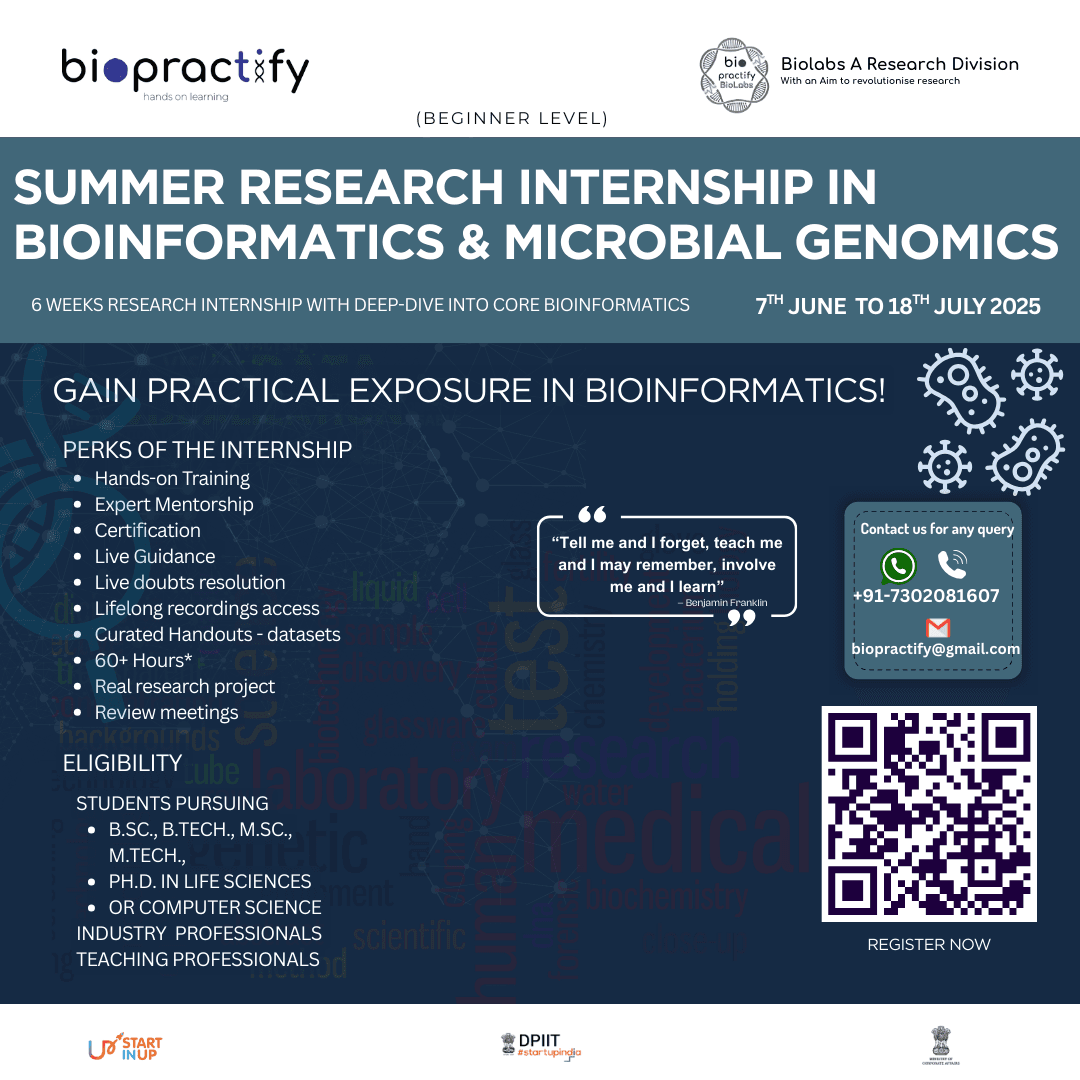 Bioinformatics Summer Research Internship Program - biopracify.in